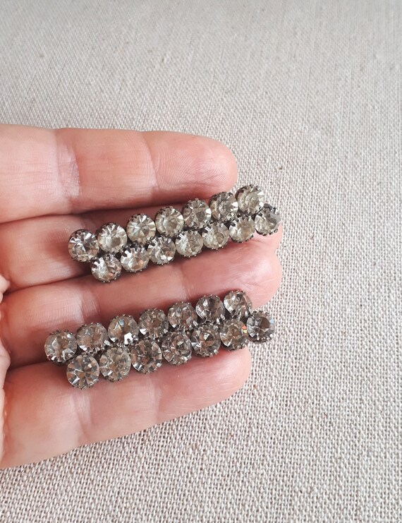 ART DECO prong set clear paste stone rhinestone bar b… - Gem