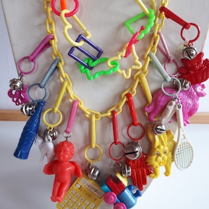 Vintage 80s Multi-color Plastic Charm Necklace With 11 Huge Figural ...