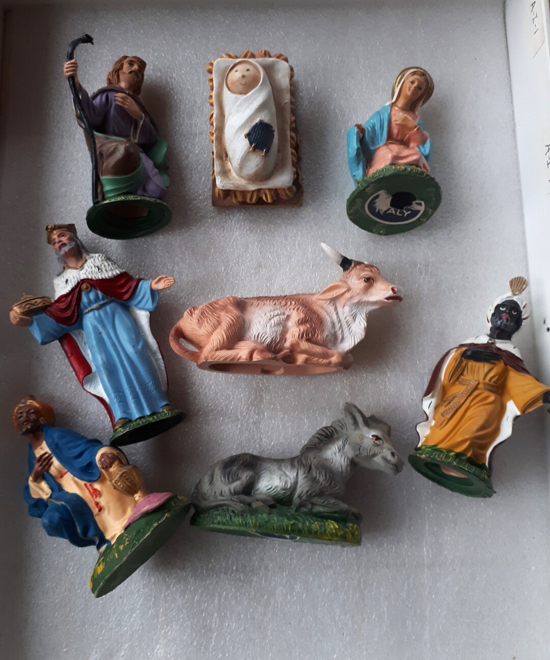 Christmas Nativity Set Creche 8 Pcs Vintage Resin Plastic Figurines ...