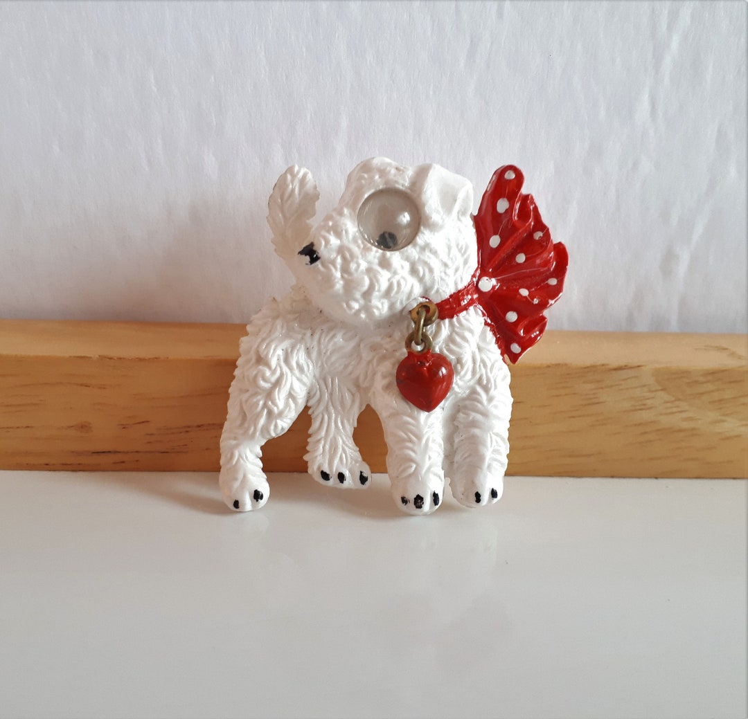 Vintage Molded White Plastic Scotty Dog With Googling Eye and Heart ...