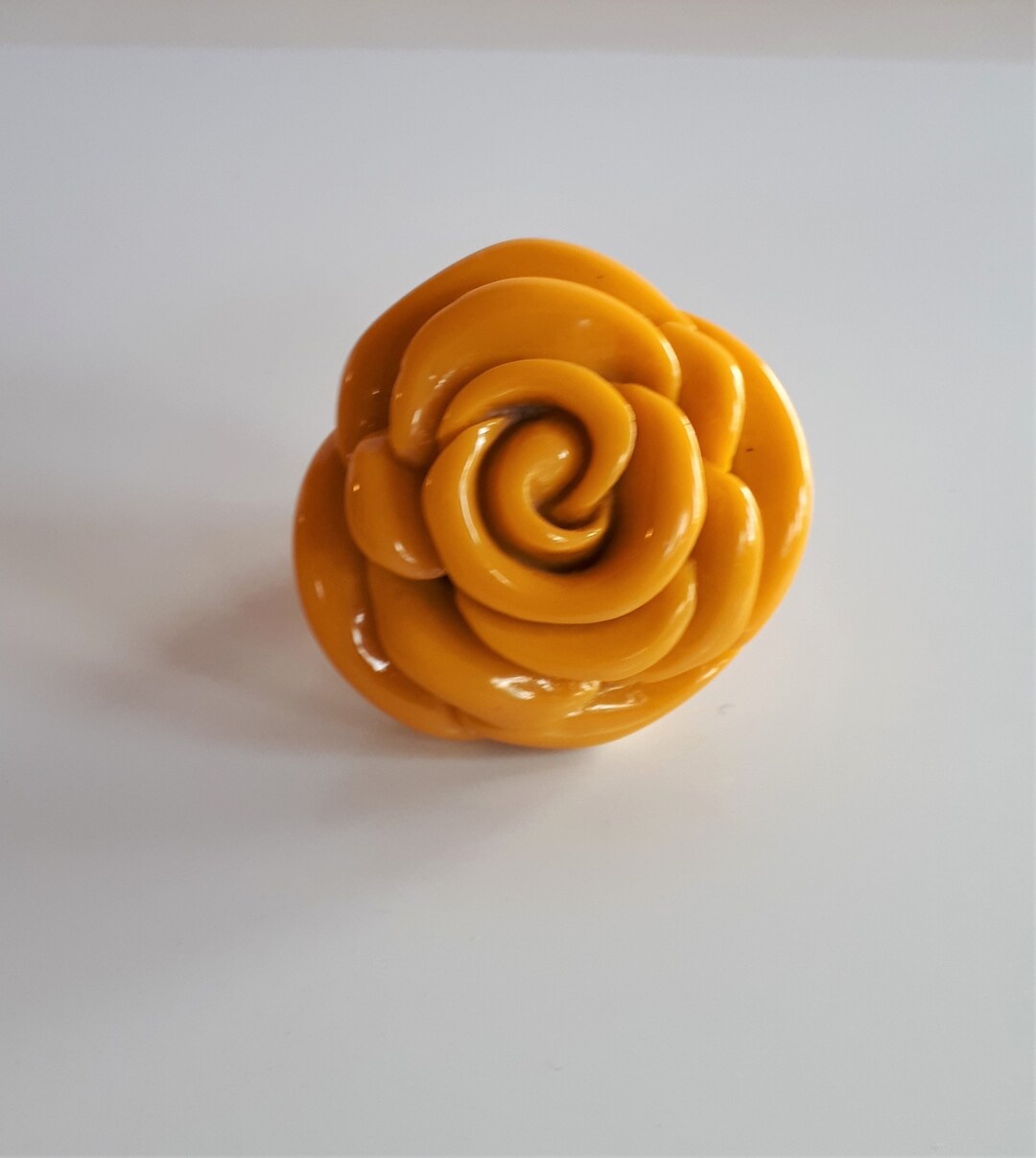 OVERSIZE Runway Massive Glossy Yellow Mustard Lucite Plastic Flower ...