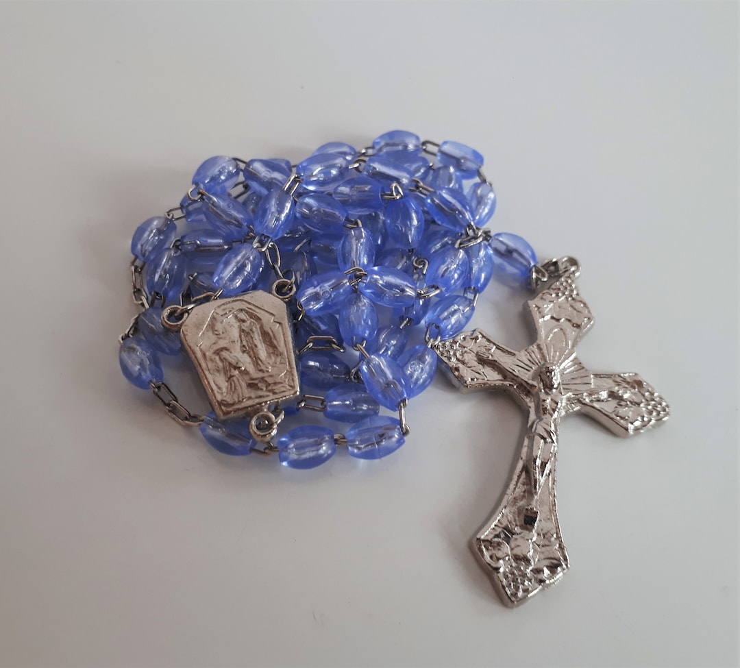 Vintage Blue Plastic 5 Decades Catholic Rosary Chaplet Beads From ...