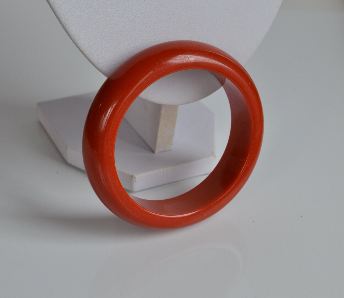 Art Deco Terracotta Red Bakelite Domed Bangle Bracelet RARE COLOR ...