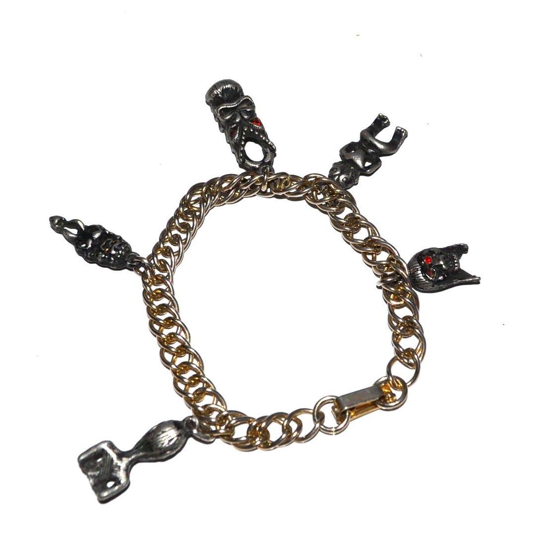 Vintage Silver and Gold Tone Metal Chain Bracelet With 5 Strange ...