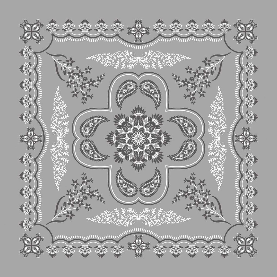 27 Gray Paisley Bandana Extra Large Bandanna Oversize | Etsy