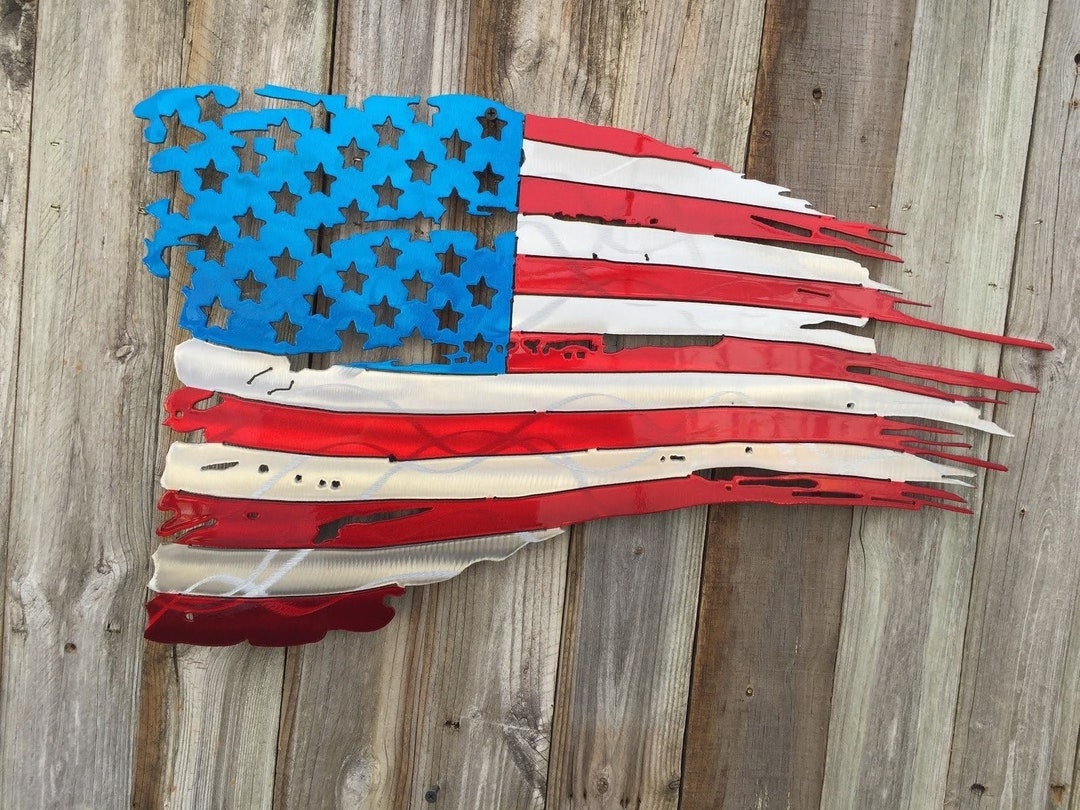 Tattered and Torn American Flag Metal Art. Aluminum. Do Not Buy a Steel ...