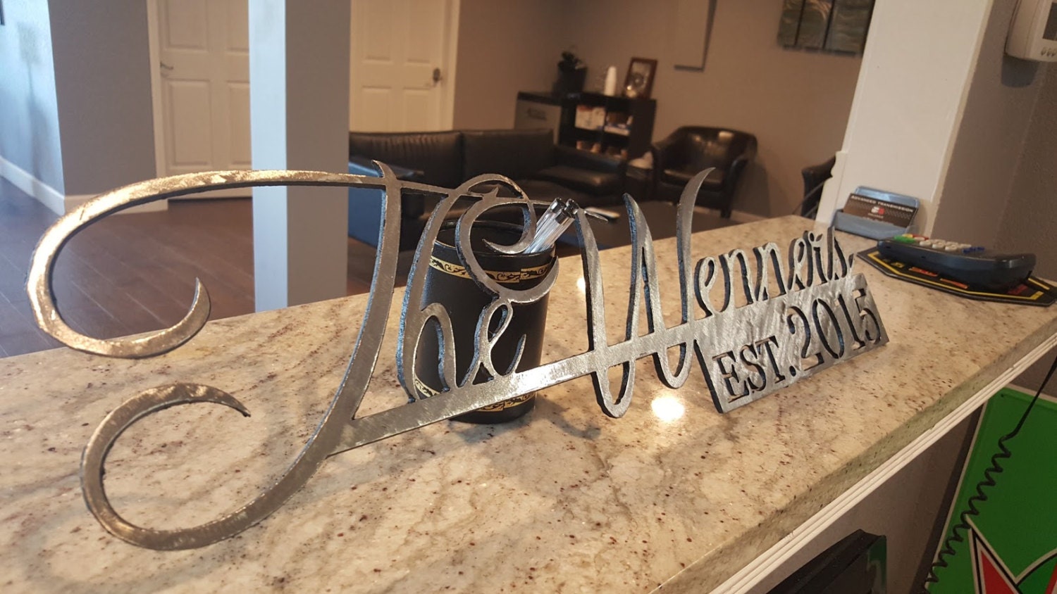 Cursive wedding or anniversary sign with established date. | Etsy