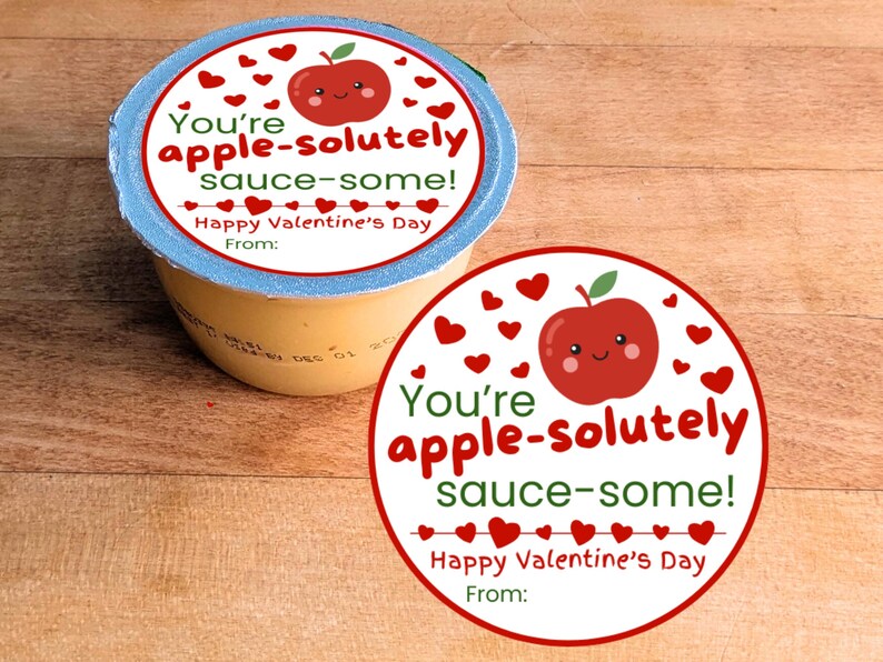 Applesauce Valentine's Day Tag, Non-candy Printable Label for Classroom ...