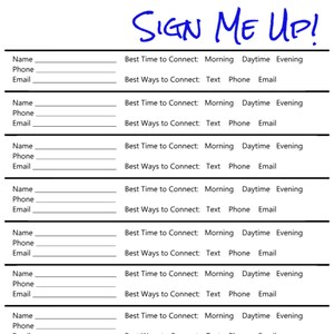 Sign up Sheet With Contact Info - Download & Print PDF - Etsy