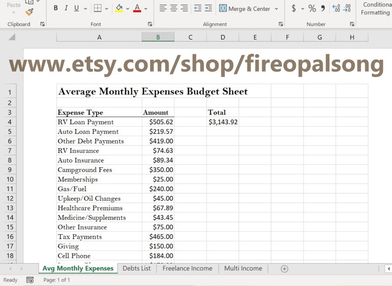 Budget Pack for Full Time RV Travelers - Etsy