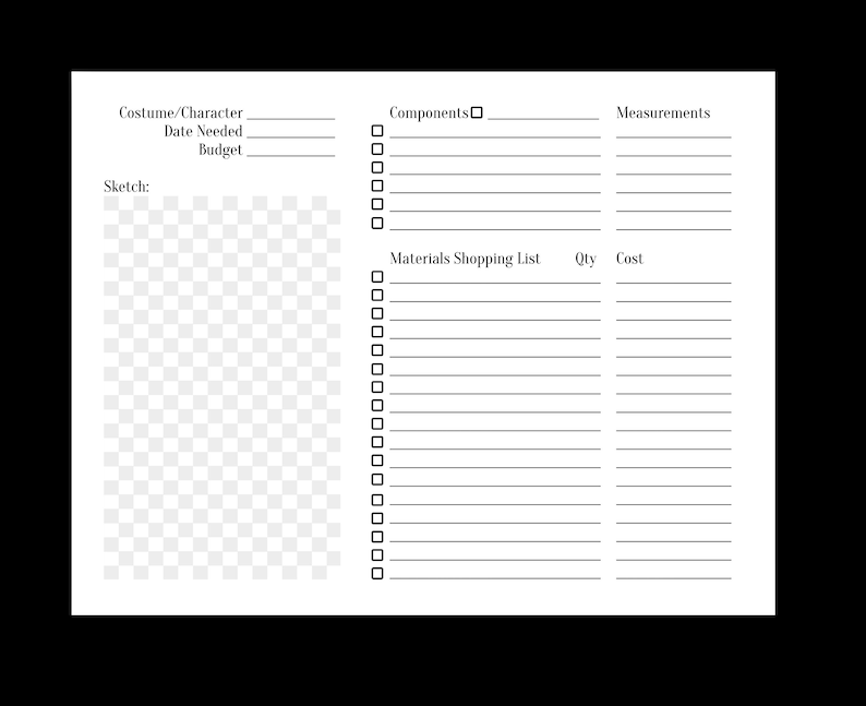 Costume Design and Sewing Planner - Etsy