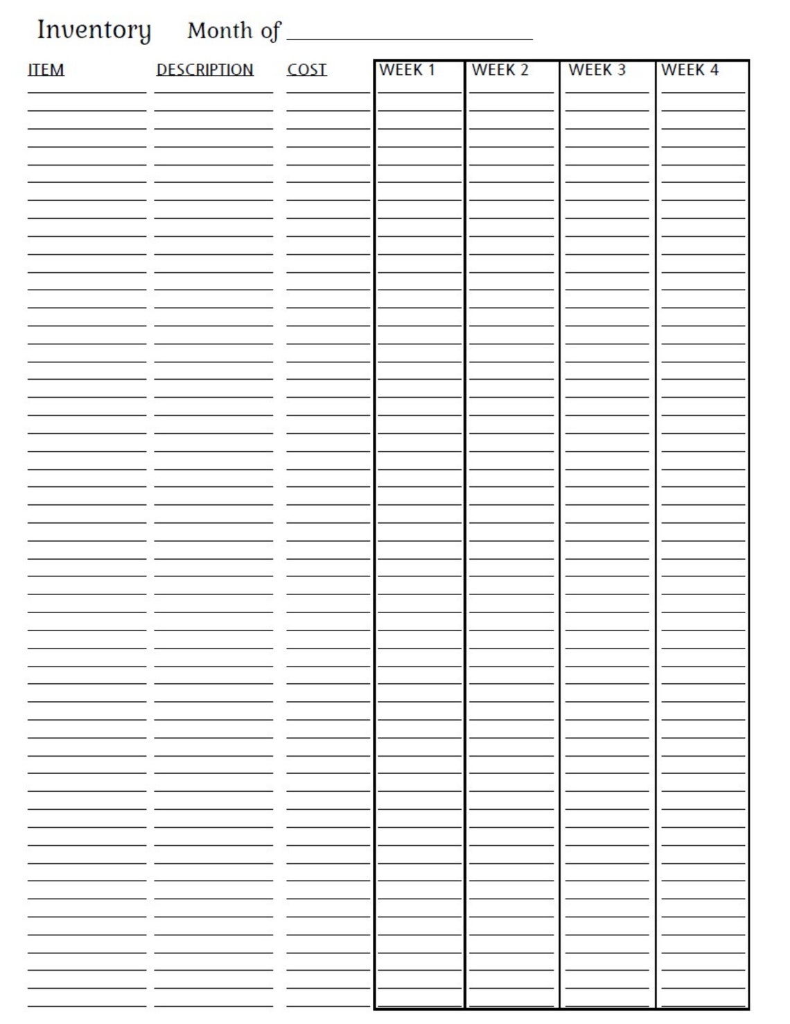 Inventory Sheet Printables for Small Business - Etsy