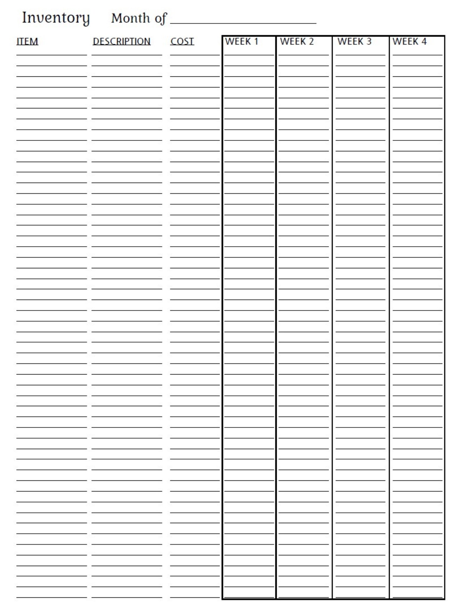 Inventory Sheet Printables for Small Business - Etsy