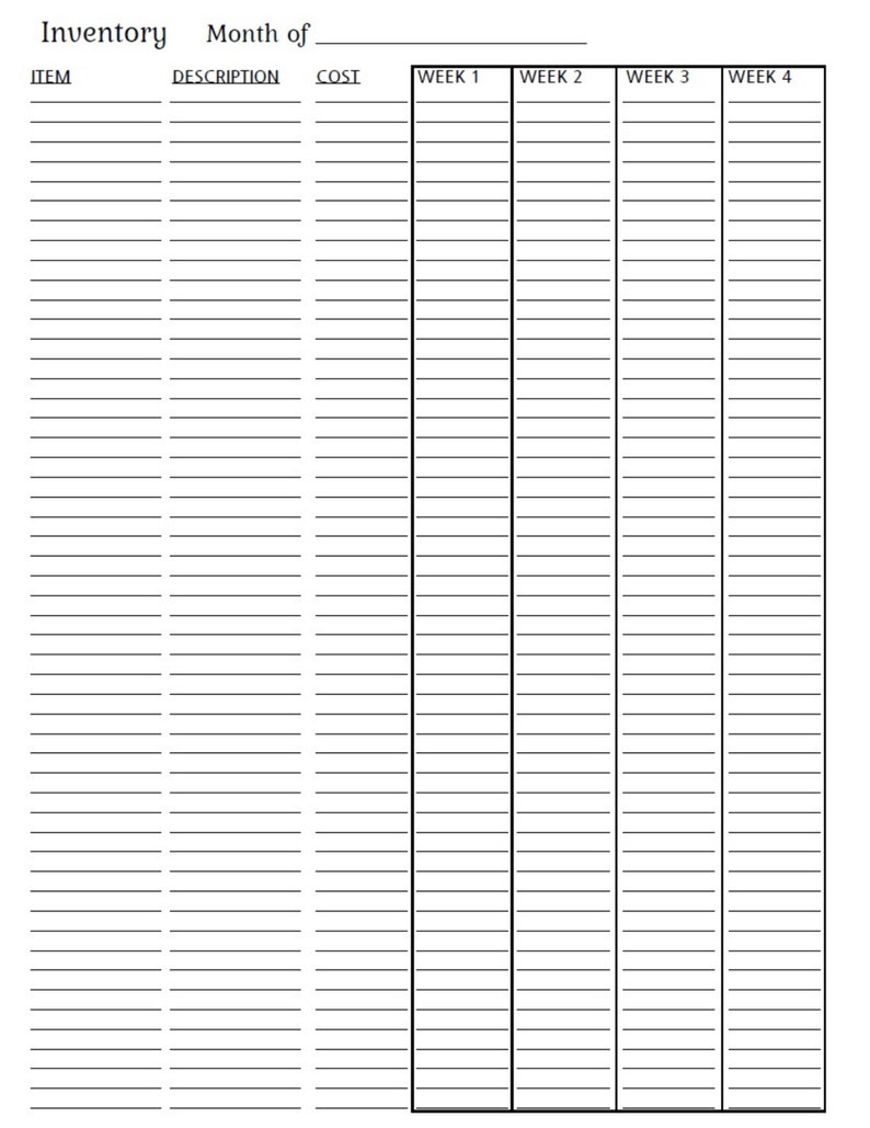Inventory Sheet Printables for Small Business - Etsy