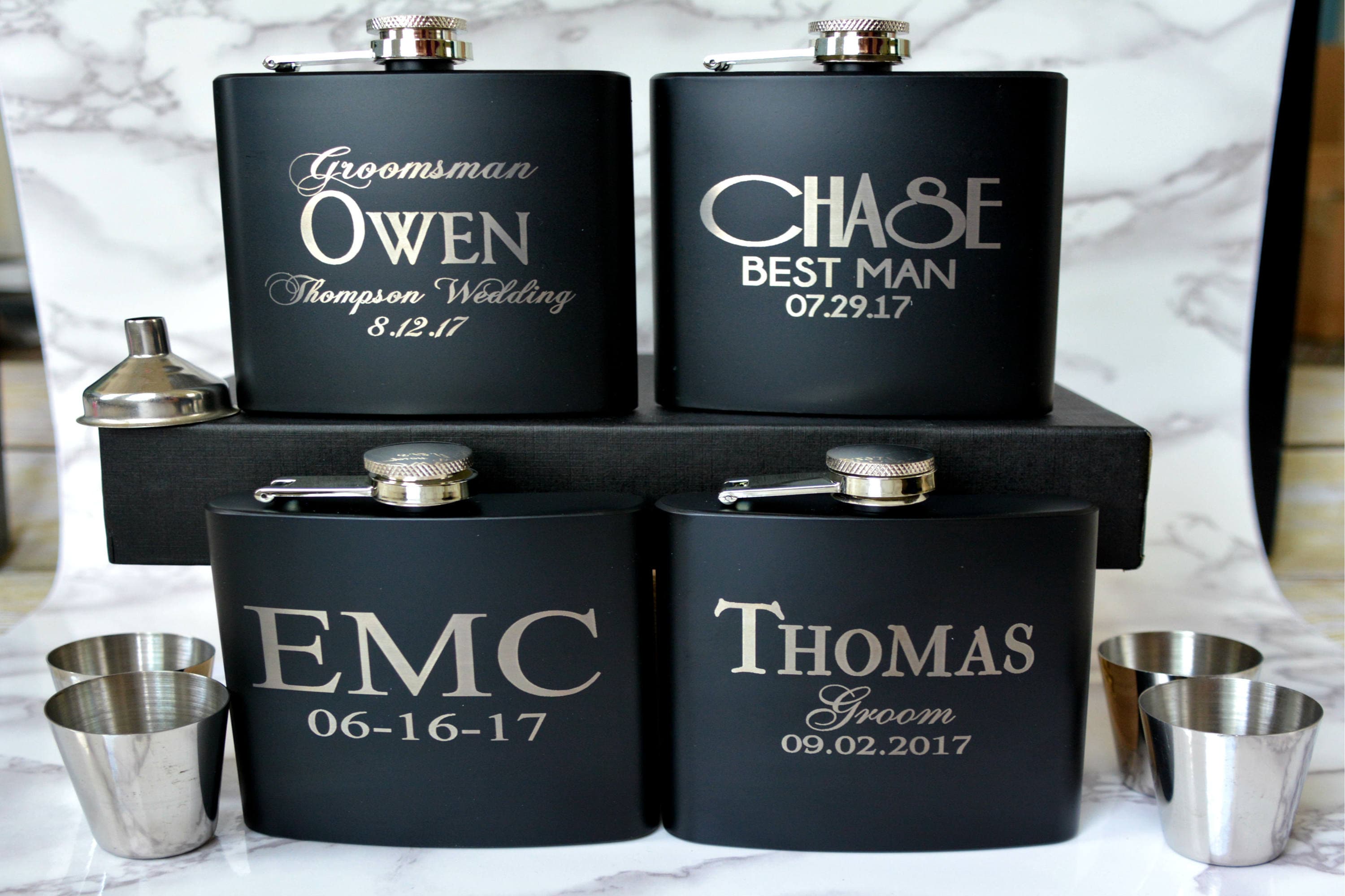 Personalized Flask Gift Set Customize Groomsmen Wedding Party | Etsy