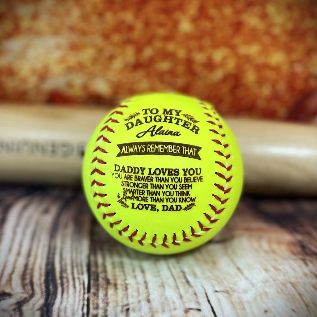 Engraved Softball, Custom Message Softball, Daughter Softball Gift ...