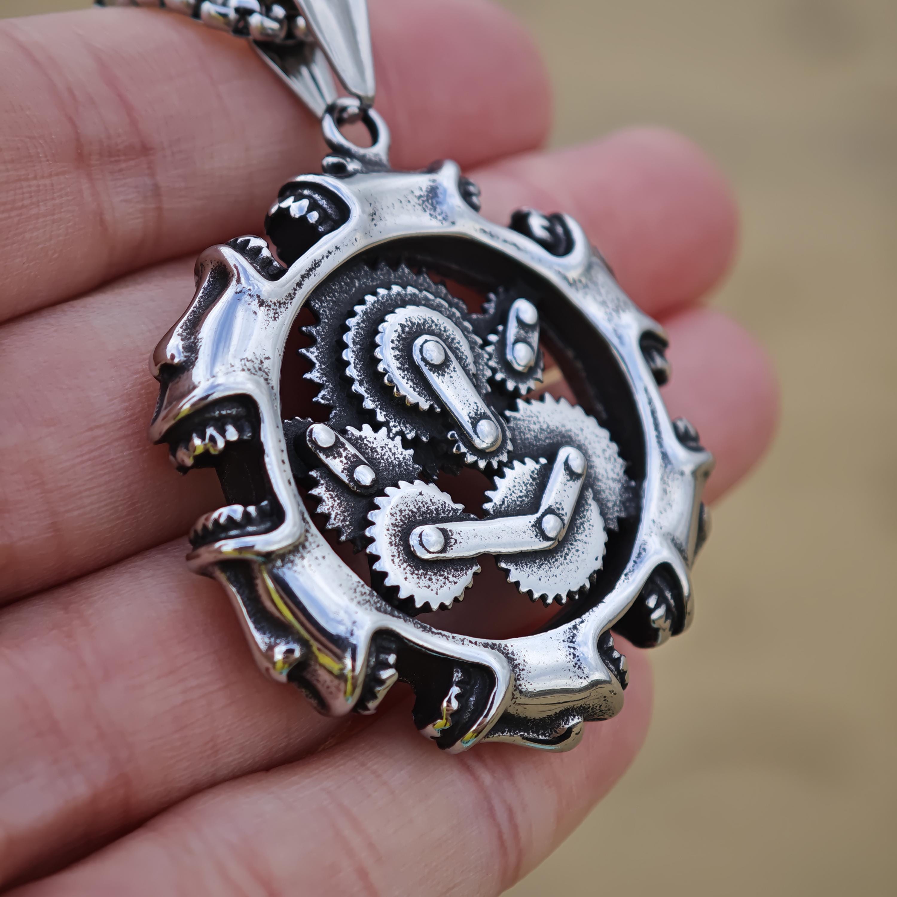 Steampunk Gear Pendant Necklace – Mechanical Gothic Jewelry ...