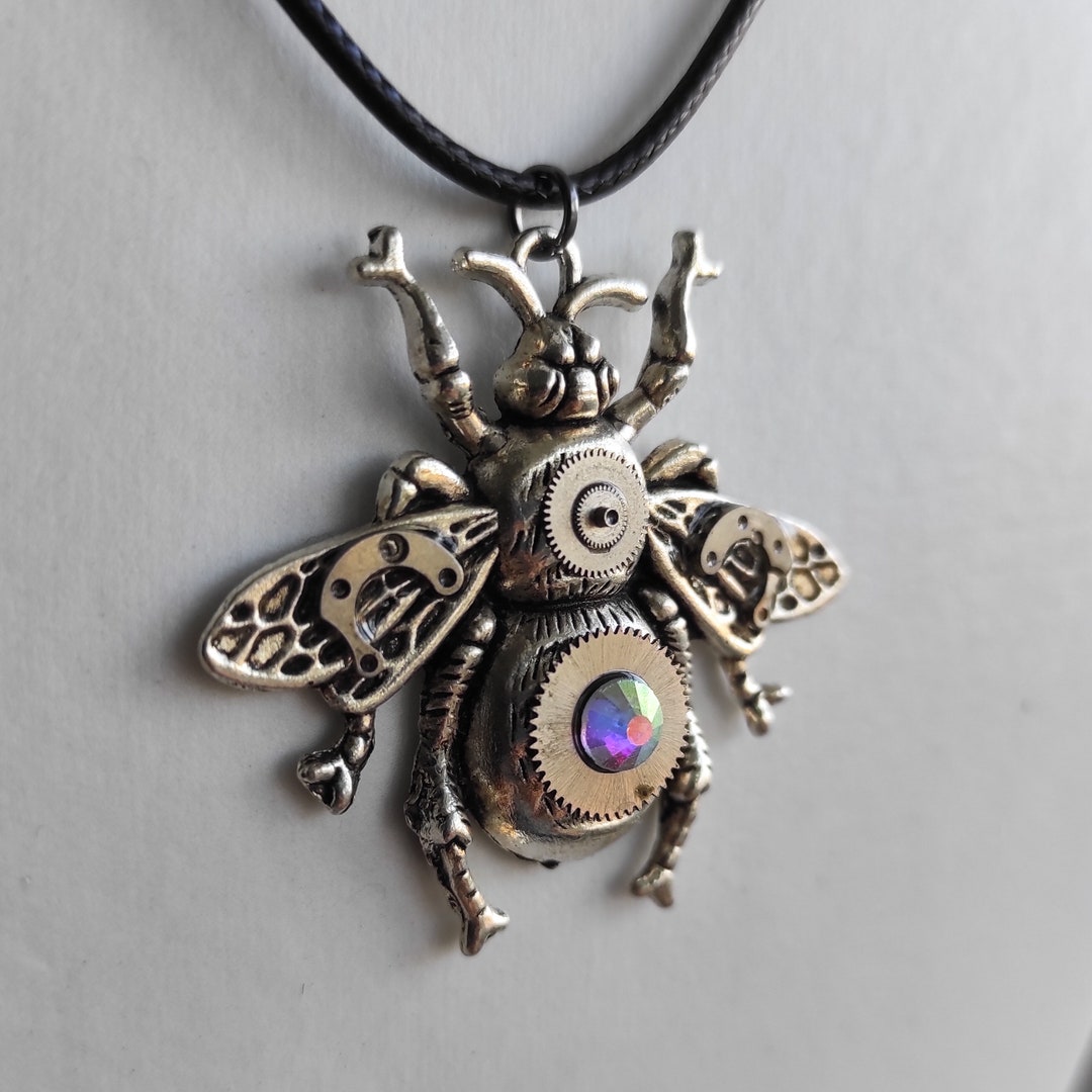 Bee Jewelry Steampunk Gift Silver Necklace Jewellery Handmade Steam ...