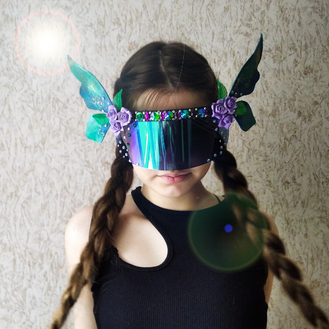 Visor "fairy" Shield Oversized Sunglasses Mask Carnival Women Rave ...