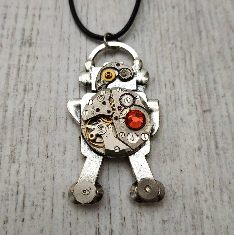 Robot jewelry necklace For Men women Steampunk heart Festival | Etsy