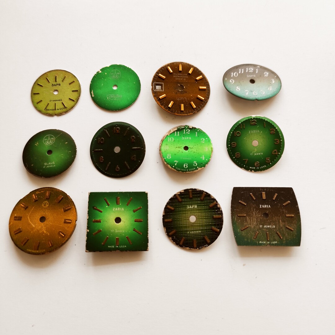 Real Metal Watch Faces Set Vintage Green Color Steampunk Decor Watches ...