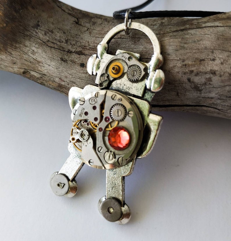 Robot jewelry necklace For Men women Steampunk heart Festival | Etsy
