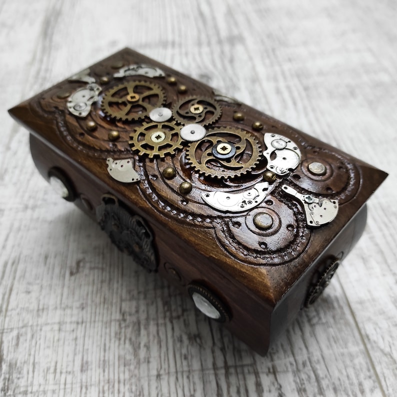 Wooden Box Vintage Watch Parts Steampunk Jewelry Box Wood Gift - Etsy