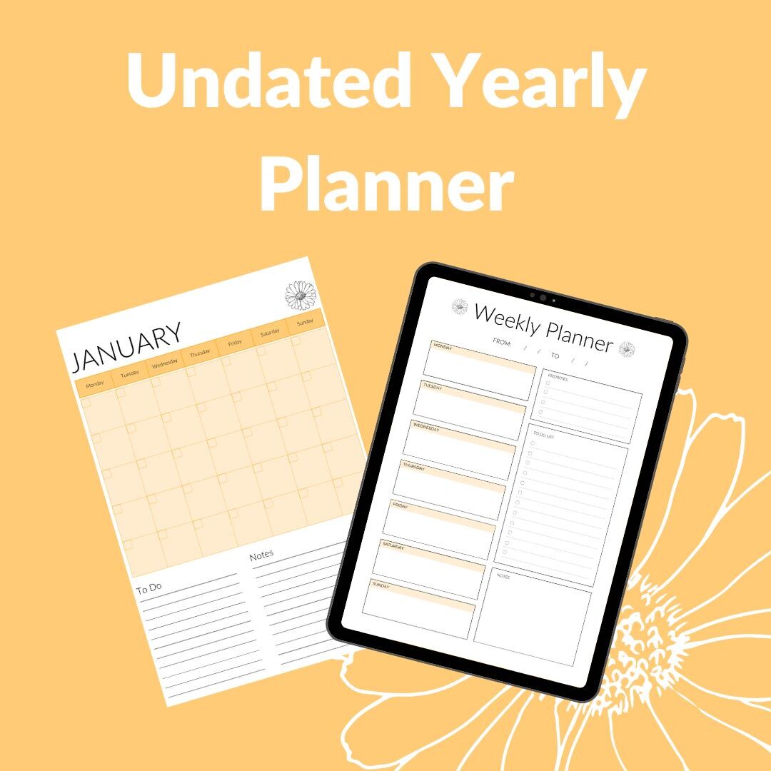 Undated Yearly Planner Monday Start - Etsy