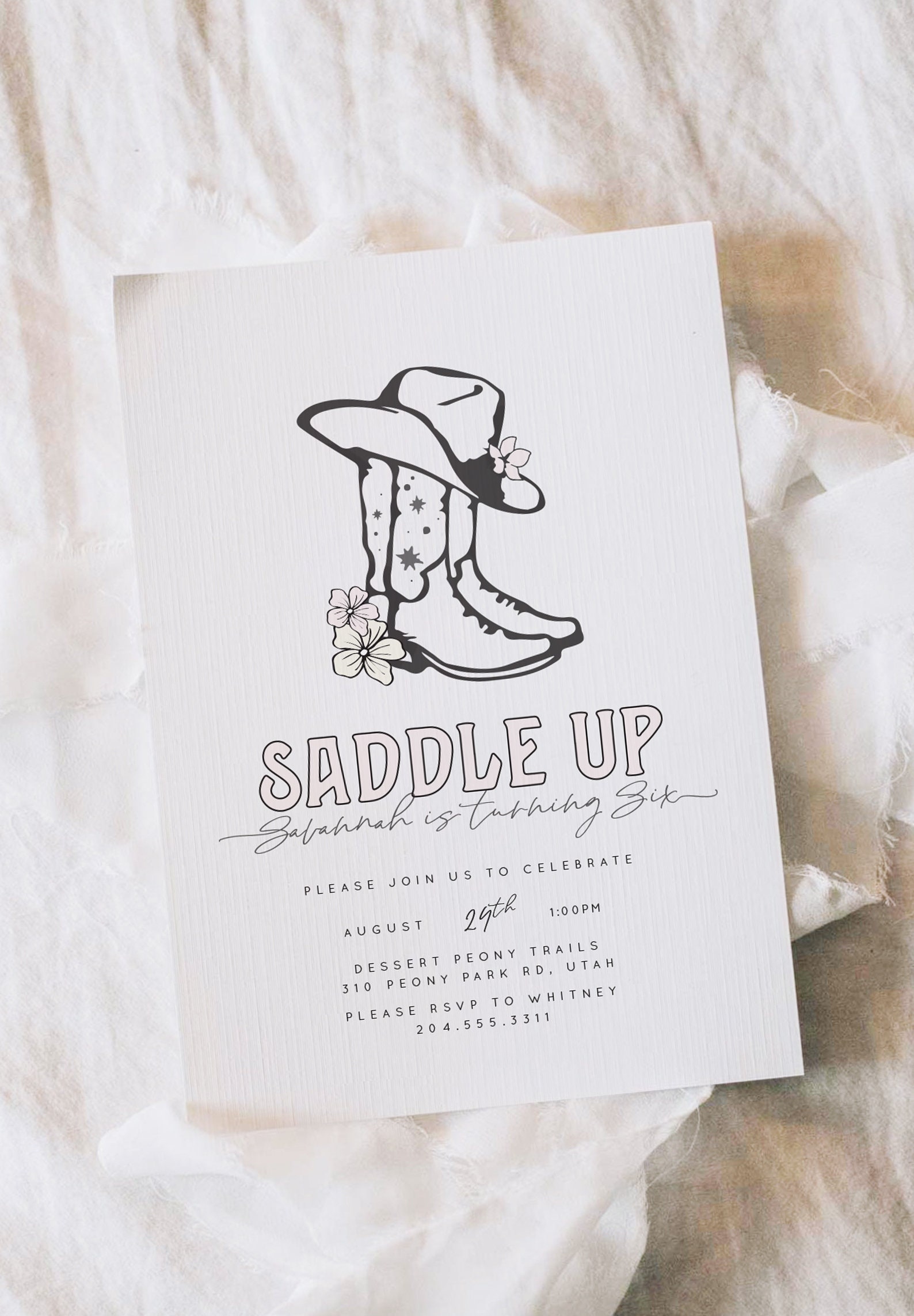 Saddle up Birthday Invite | Western, Cowgirl, Cowboy, Cactus, Cacti ...