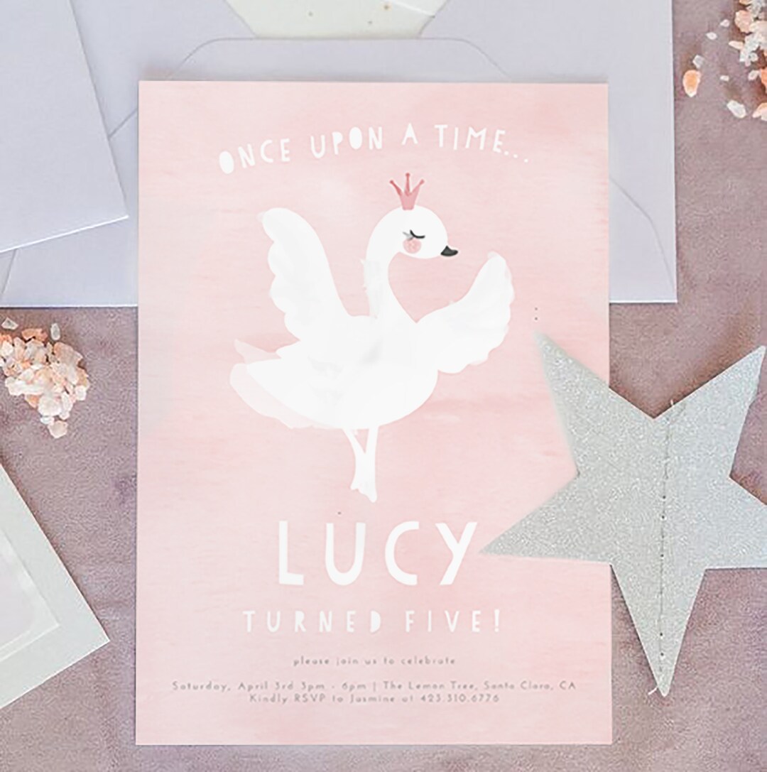 Sweet Swan Princess Birthday Invite | Ballet Birthday | Princess ...