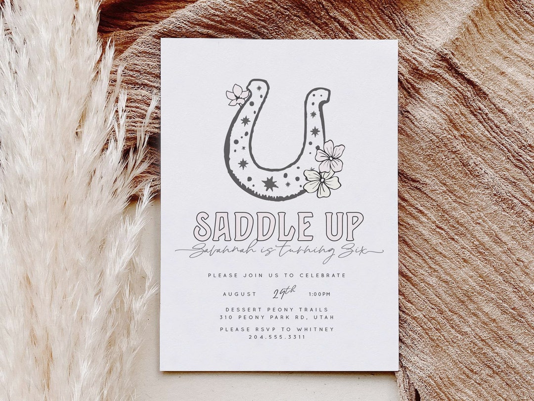 Saddle up Birthday Invite | Western, Cowgirl, Cowboy, Cactus, Cacti ...