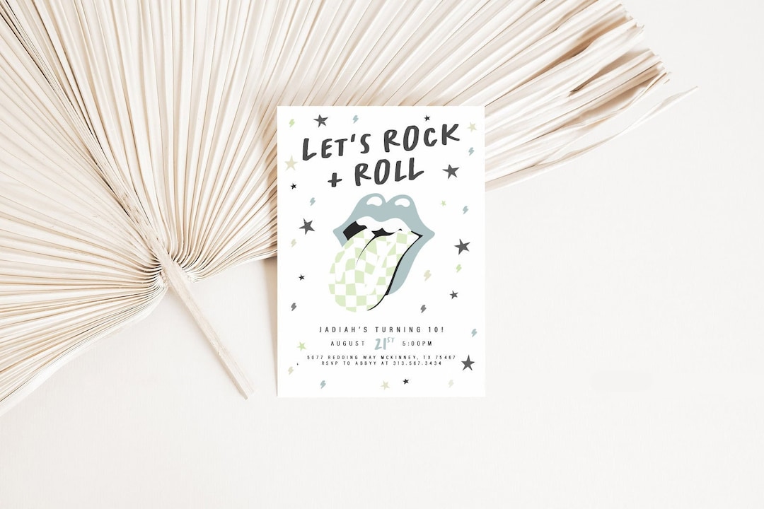 Let's Rock and Roll Checkered Music Birthday Rocker Birthday Boy or ...