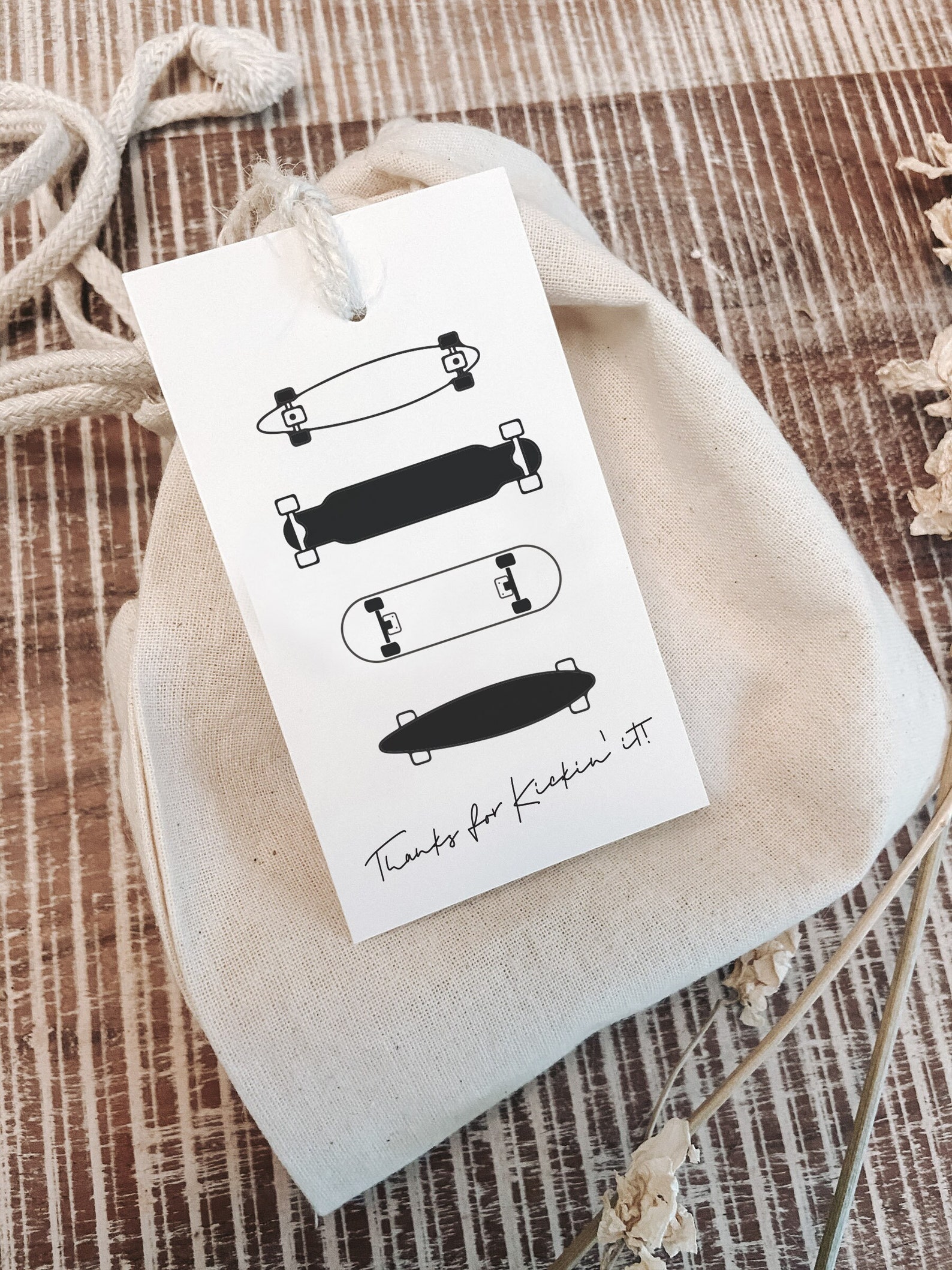 Skateboard Thank You Tags Skate Party Let's Kick It | Etsy