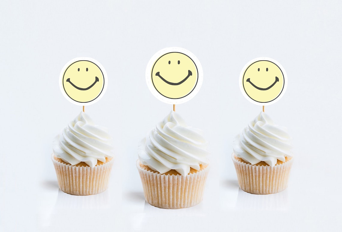 Smiley Face Matching Cake Toppers DIY Printable Boy or - Etsy