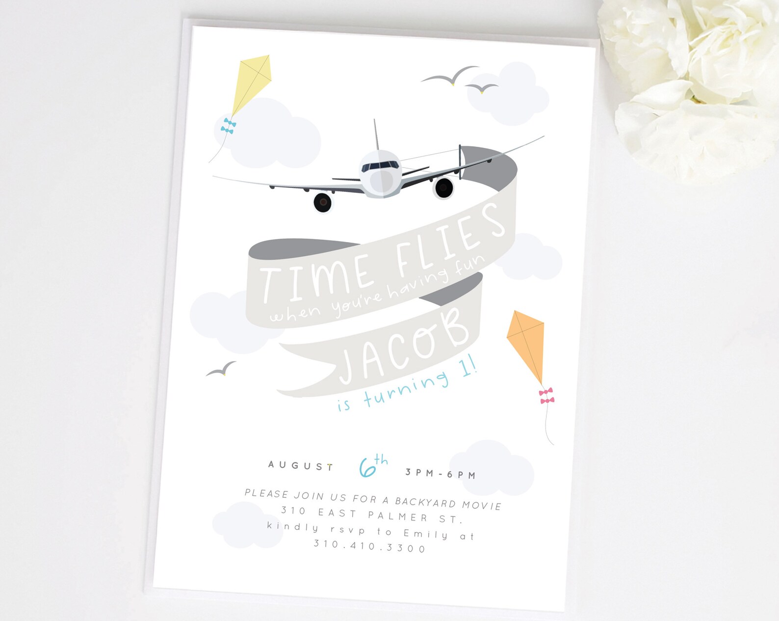 Time Flies Birthday Invite Boy or Girl Airplane Invite - Etsy