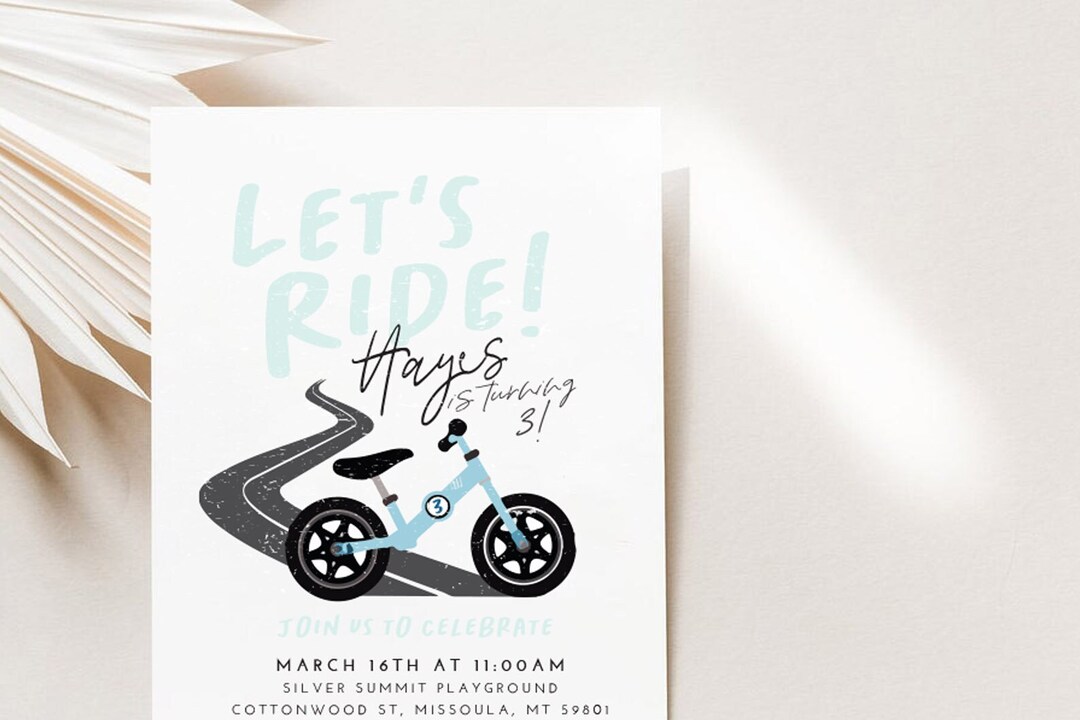 Let's Ride Bike Birthday Invite | Boy or Girl | Kids | BMX Party ...