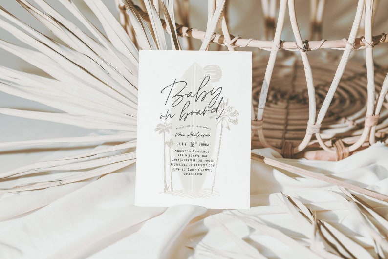 Surfer's Baby on Board Shower Invite | Surf Party | Boy or Girl ...