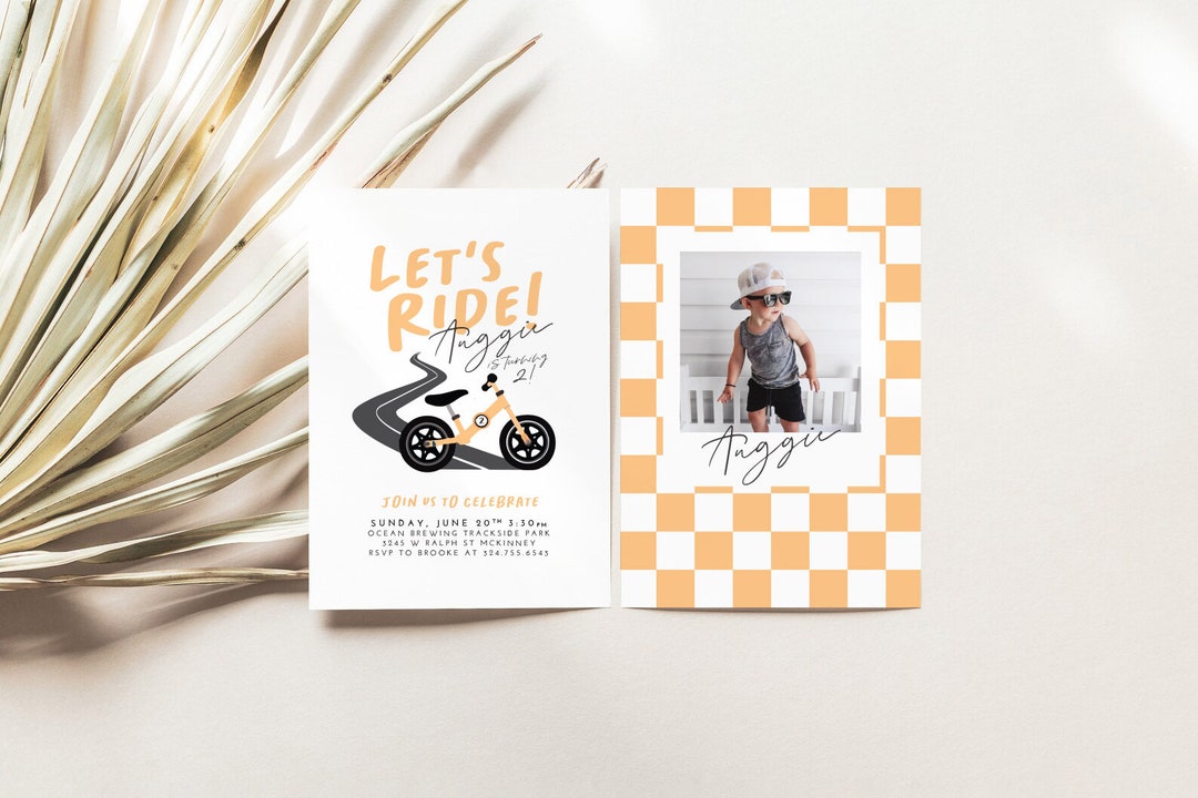 Let's Ride Bike Birthday Invite | Boy or Girl | Kids | BMX Party ...