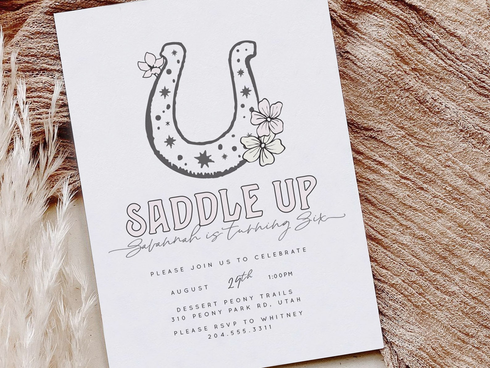 Saddle up Birthday Invite Western Cowgirl Cowboy Cactus - Etsy