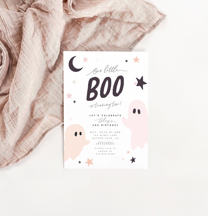 Little Boo Pink Halloween Party Invite Not so Spooky Party - Etsy