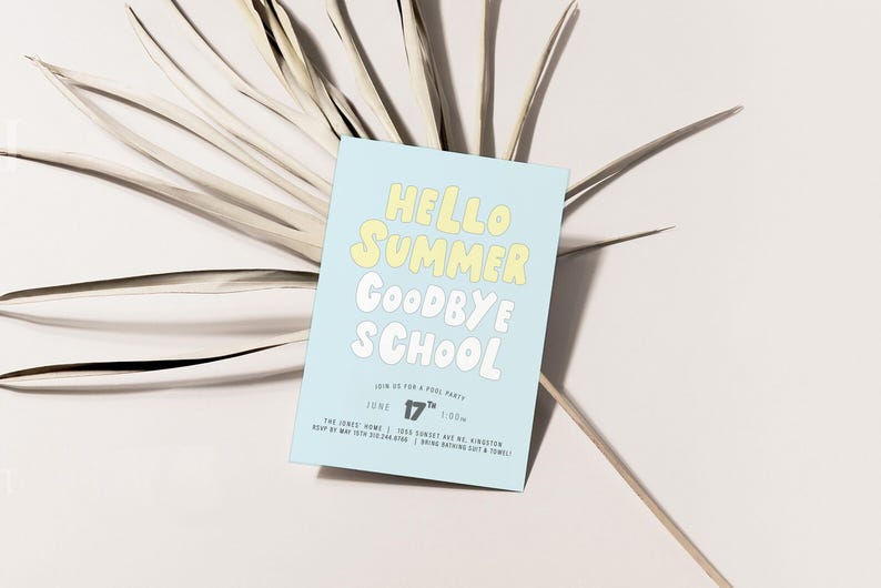 End of Year School Party Invite | Kids | Boy or Girl | Pool Party ...