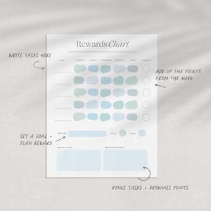 Printable Reward Chart | Instant Download | Aesthetic Chore Chart for ...