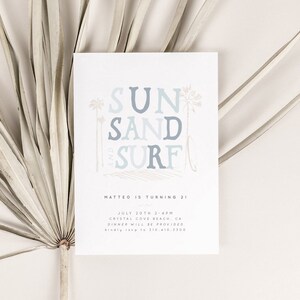 Ocean Blues Sun Sand and Surf Birthday Invite | Beach Birthday | Surfer ...