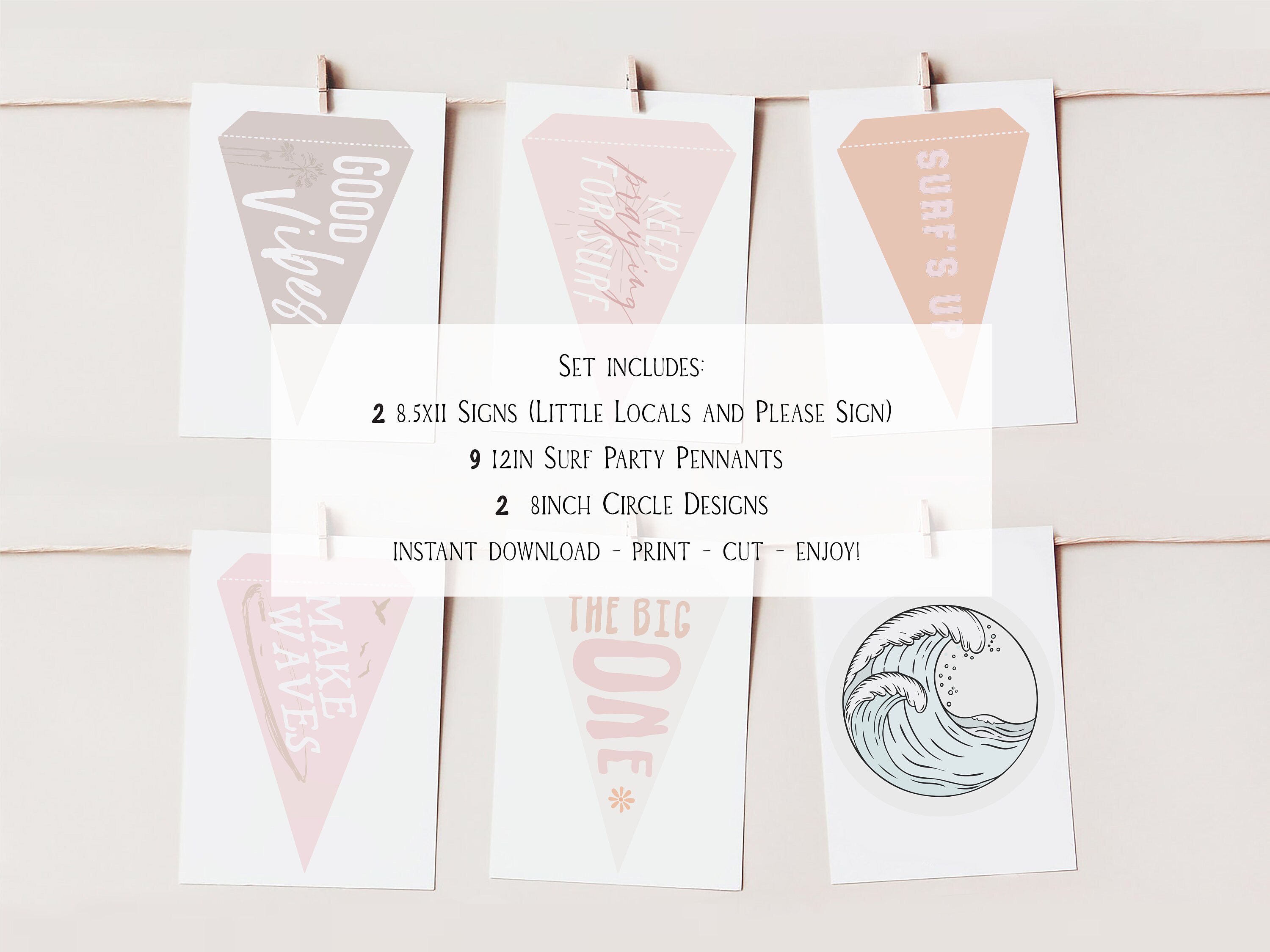 Sun Sand and Surf Printable Pennants and Signage | Locals Only | DIY ...