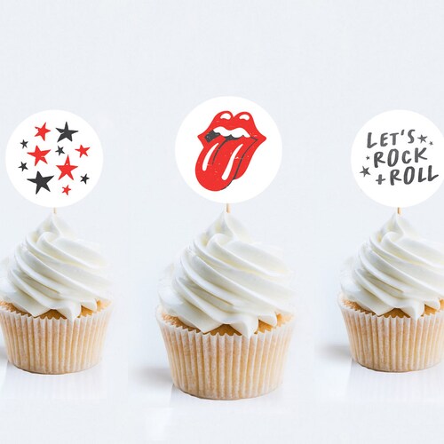 Rock and Roll Matching Cake Toppers Music Cupcake Toppers - Etsy