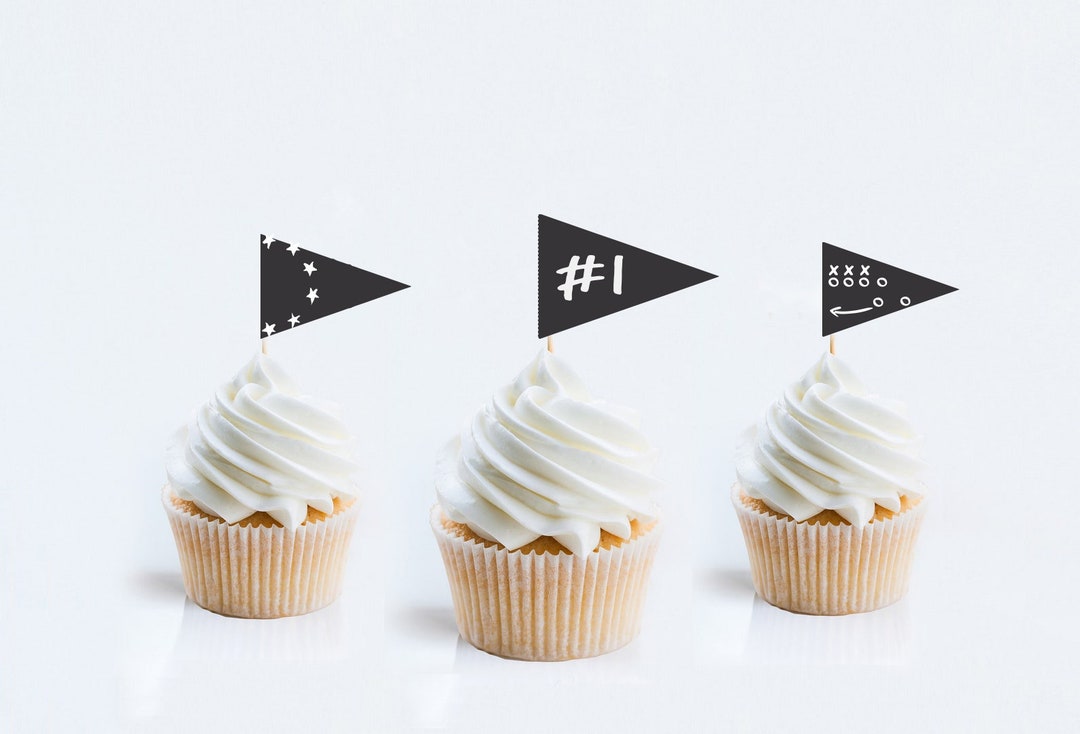 First Year Down Matching Cake Toppers | Football Cupcake Toppers | DIY ...