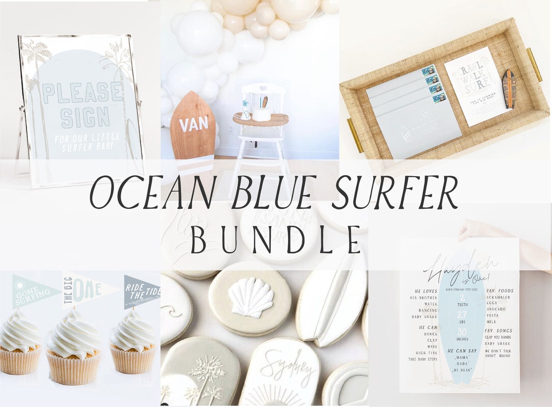 Ocean Blue Surf Bundle | Sun Sand and Surf Birthday Invite | Beach ...
