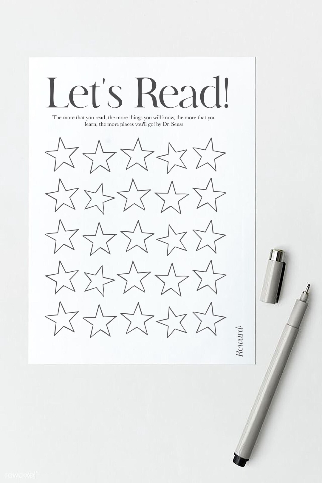 Printable Reading Chart | Instant Download | Aesthetic Lets Read Chart ...