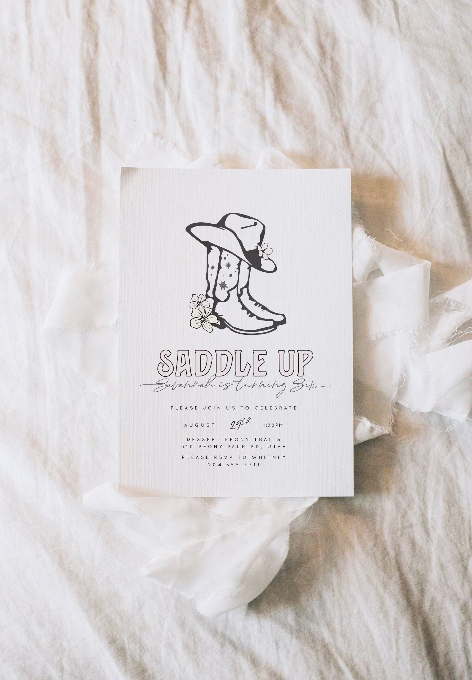 Saddle up Birthday Invite | Western, Cowgirl, Cowboy, Cactus, Cacti ...