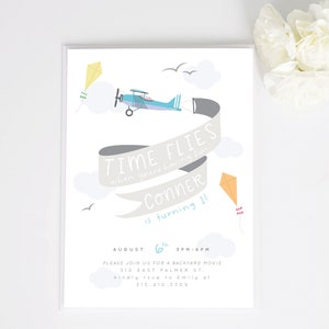 Time Flies Birthday Invite | Boy or Girl | Airplane Invite | Jet Plane ...